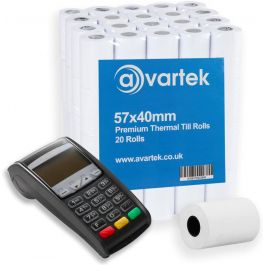 57mm x 40mm Thermal Paper PDQ Card Machine Rolls (20 Pack) | Avartek