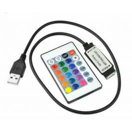 24 Key LED Strip Remote + 1m USB Controller - RGB 4 Pin 10mm