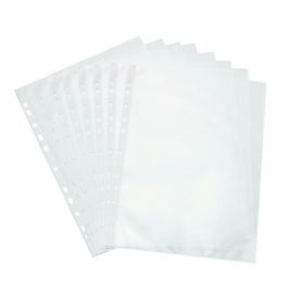 100 X A4 Plastic Punch Punched Pockets 50 Micron Filing Wallets Folders